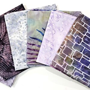 Scrap Bundle of 6 Coordinating Purple Batiks, Size Ranges From 13" X 14 ...