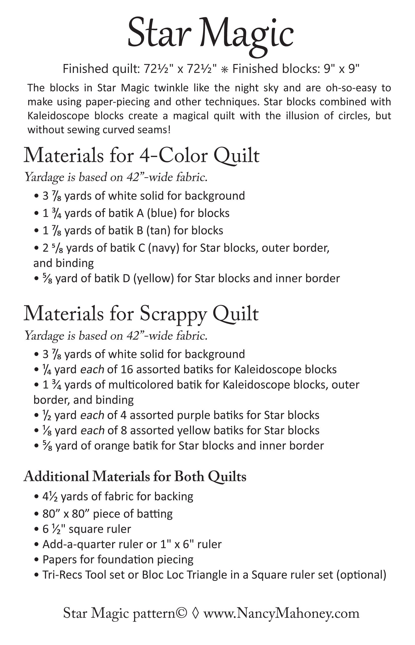 Star Magic Quilt PDF Digital Pattern - Etsy