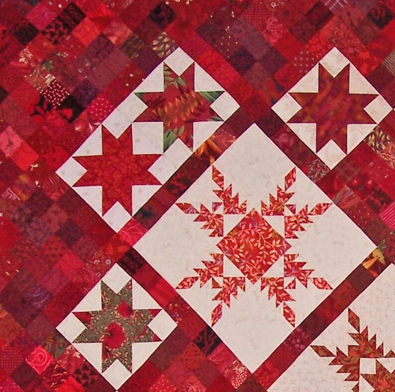 Feathered Star Sampler Quilt Pattern (PDF Digital Download), Foundation ...