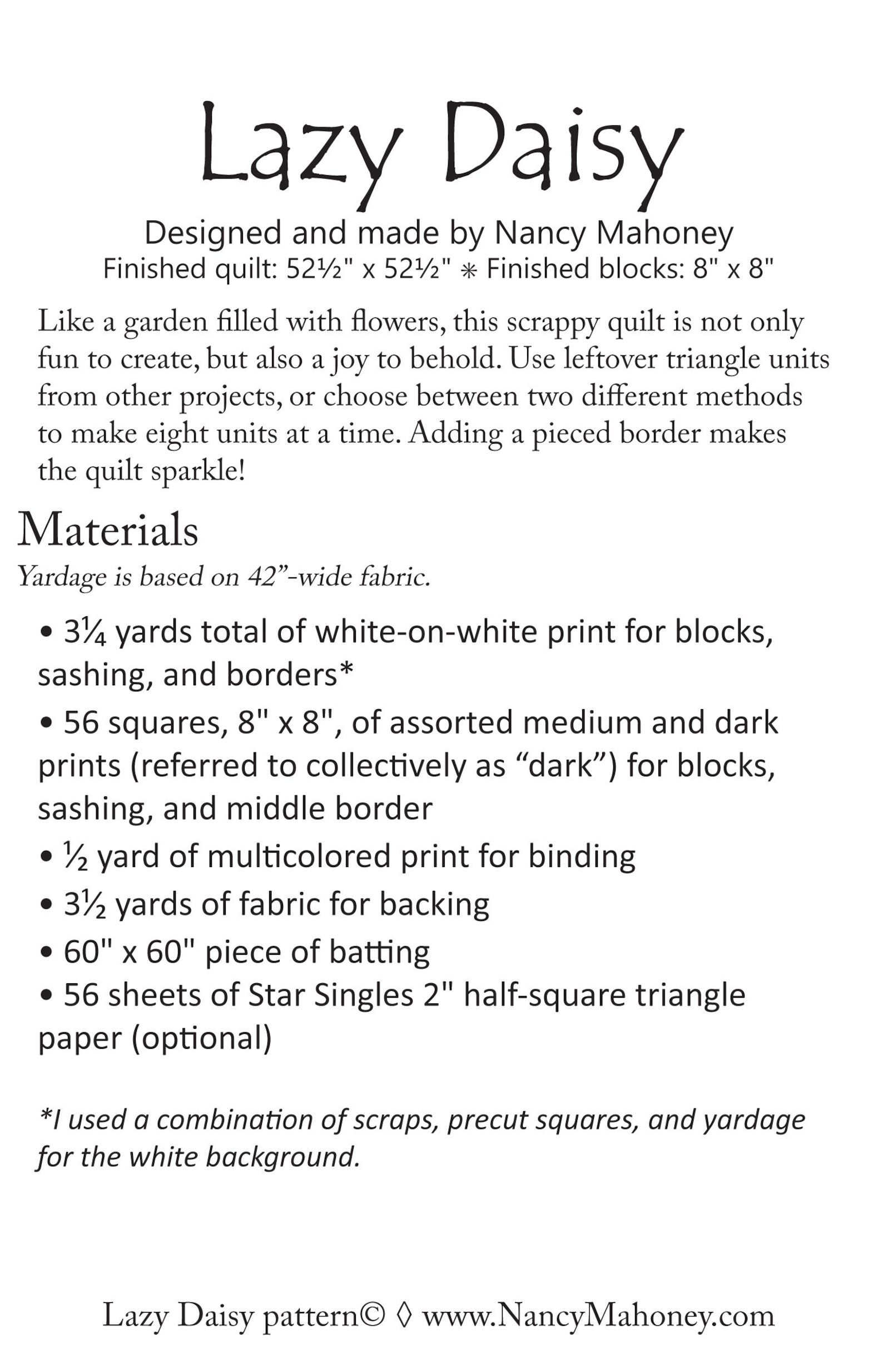 Lazy Daisy Quilt Pattern PDF Digital Download - Etsy