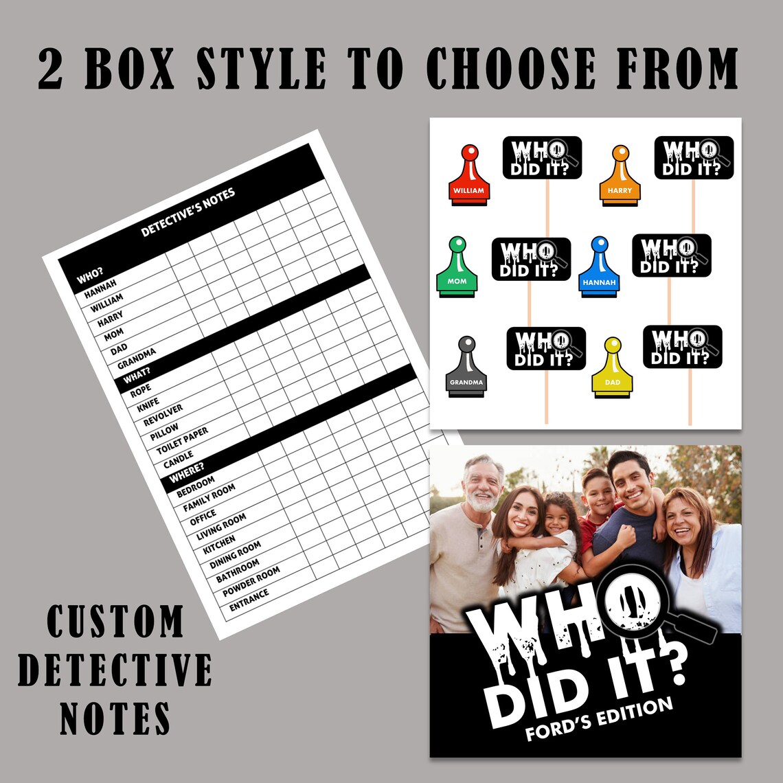 Personalized Custom WHO DID IT game : Great for game nights | Etsy