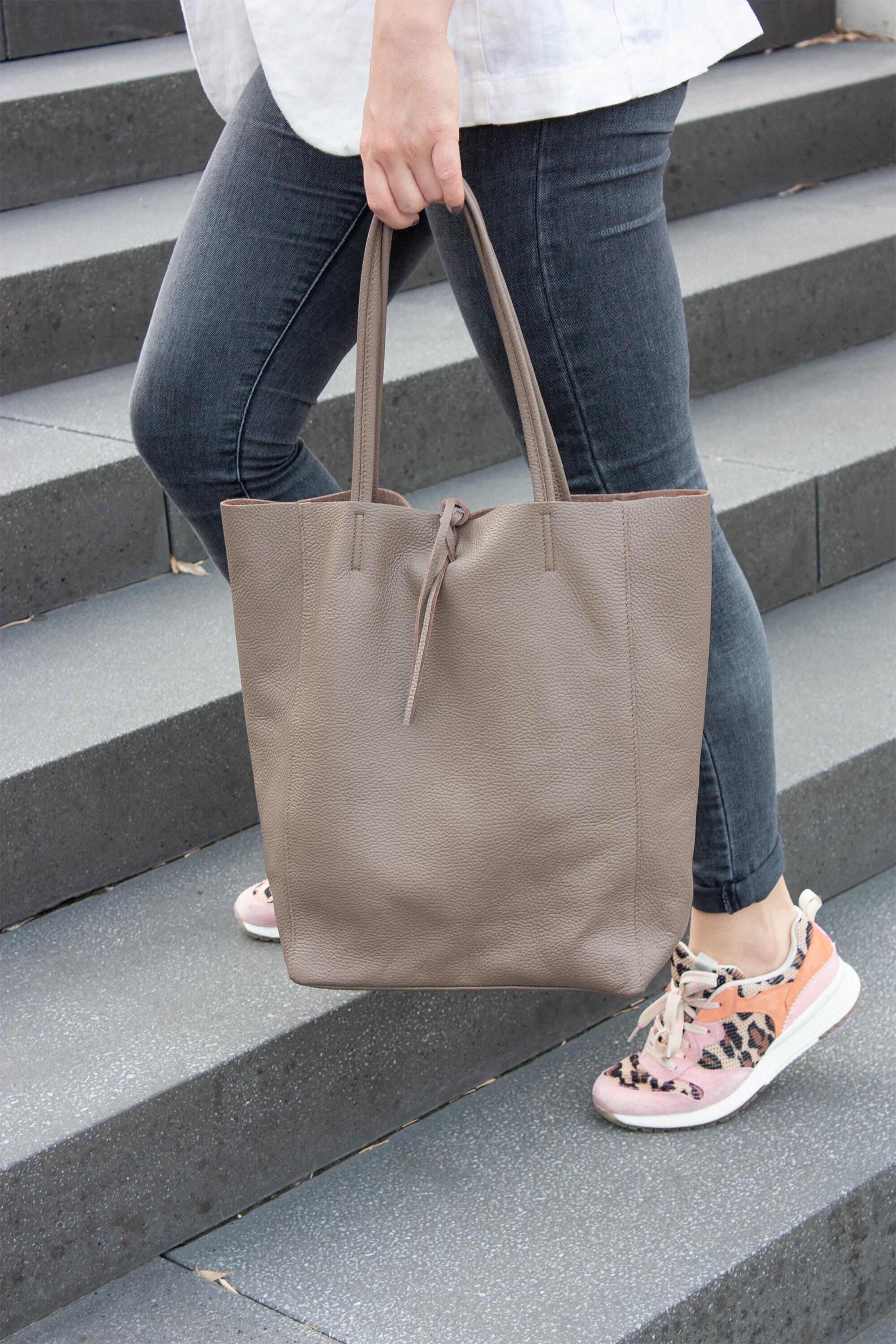 Leather Shopper for Women, Large Leather Shoulder Bag, Large Shopping ...