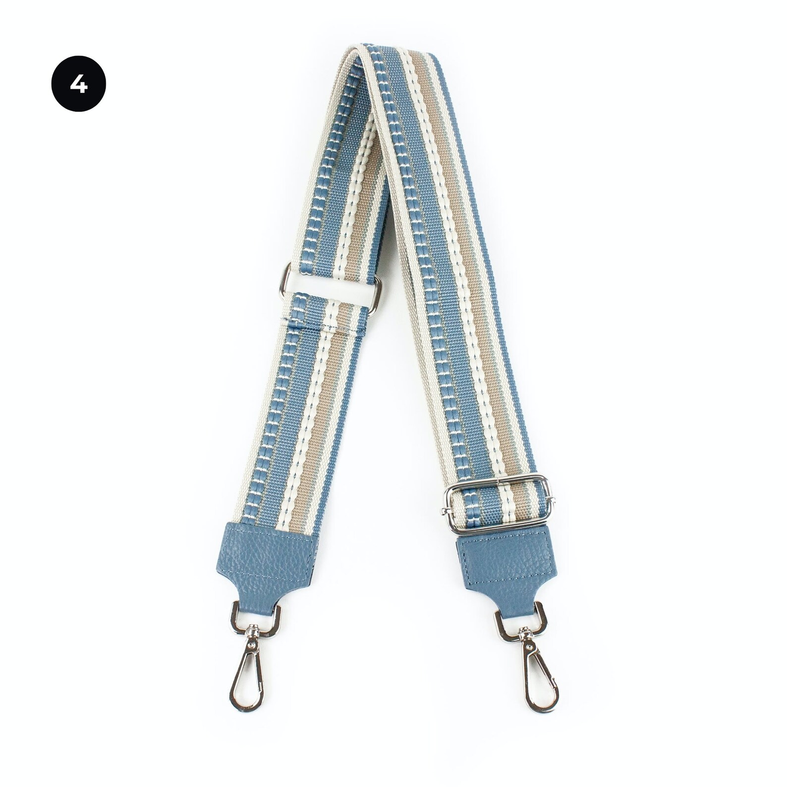 Blue Leather & Cloth Bag Strap, Wide Bag Strap, Interchangeable Strap ...