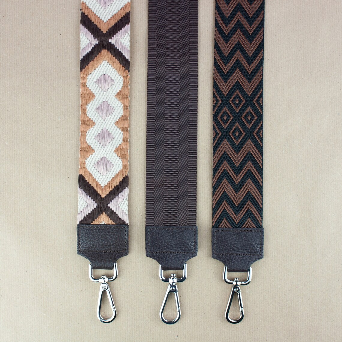 Brown Bag Strap, Wide Shoulder Strap, Fanny Pack Strap, Patterned Bag ...