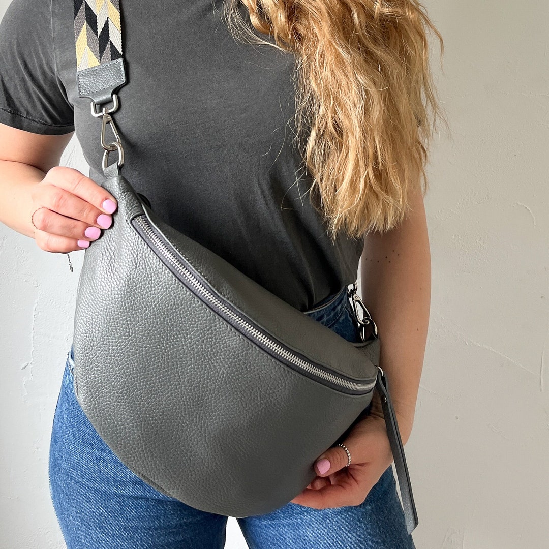 Large Leather Fanny Pack Women, Belt Bag With Wide Interchangeable ...