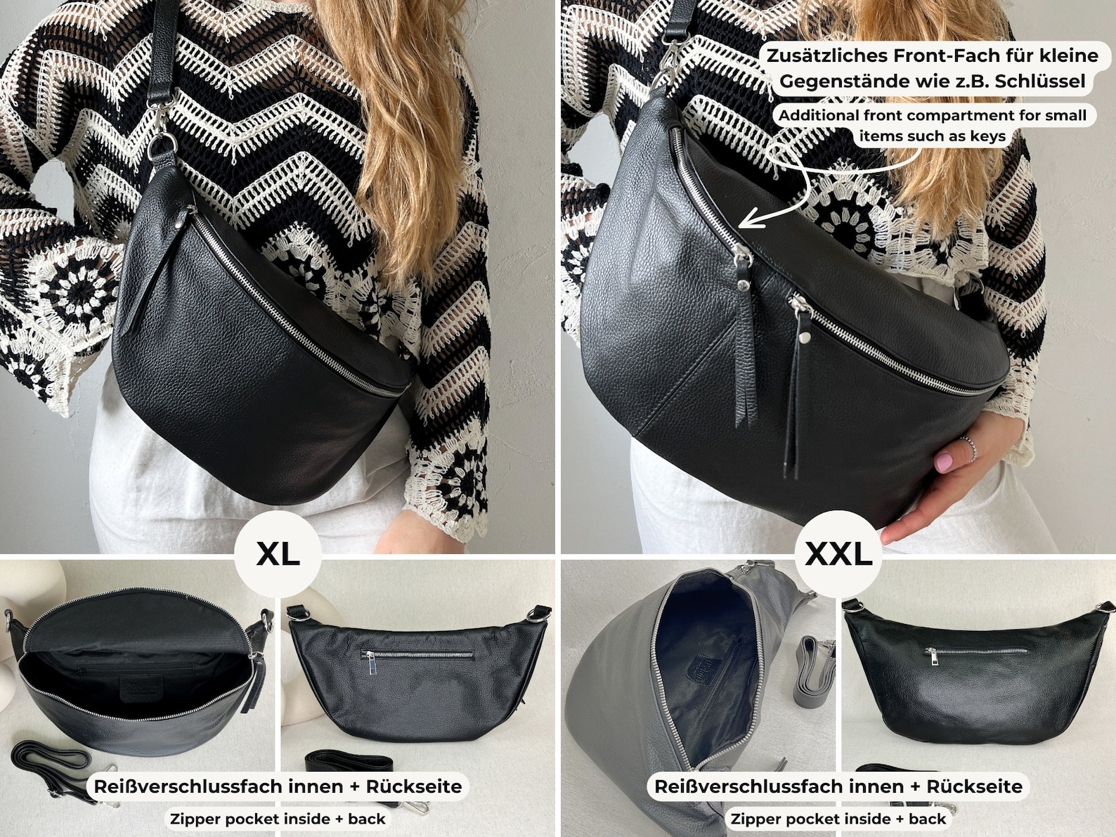 XL Leather Fanny Pack in Cream, Large Fanny Pack, Fanny Pack ...