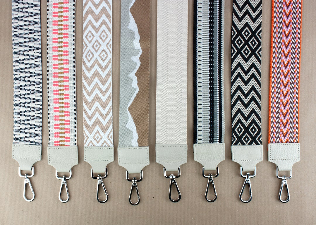 Cream Leather & Cloth Bag Strap, Wide Bag Strap, Interchangeable Strap ...