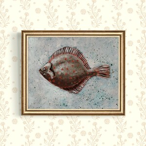 Flounder Art Print Unframed Fish Painting Poster in - Etsy