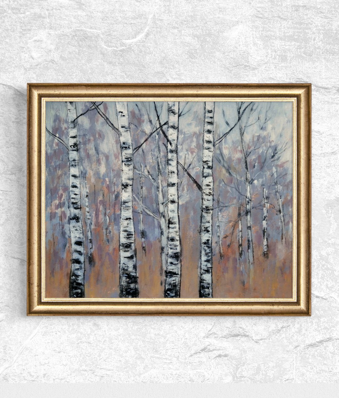Abstract Birch Forest Print Unframed Birch Trees Landscape Art Print ...