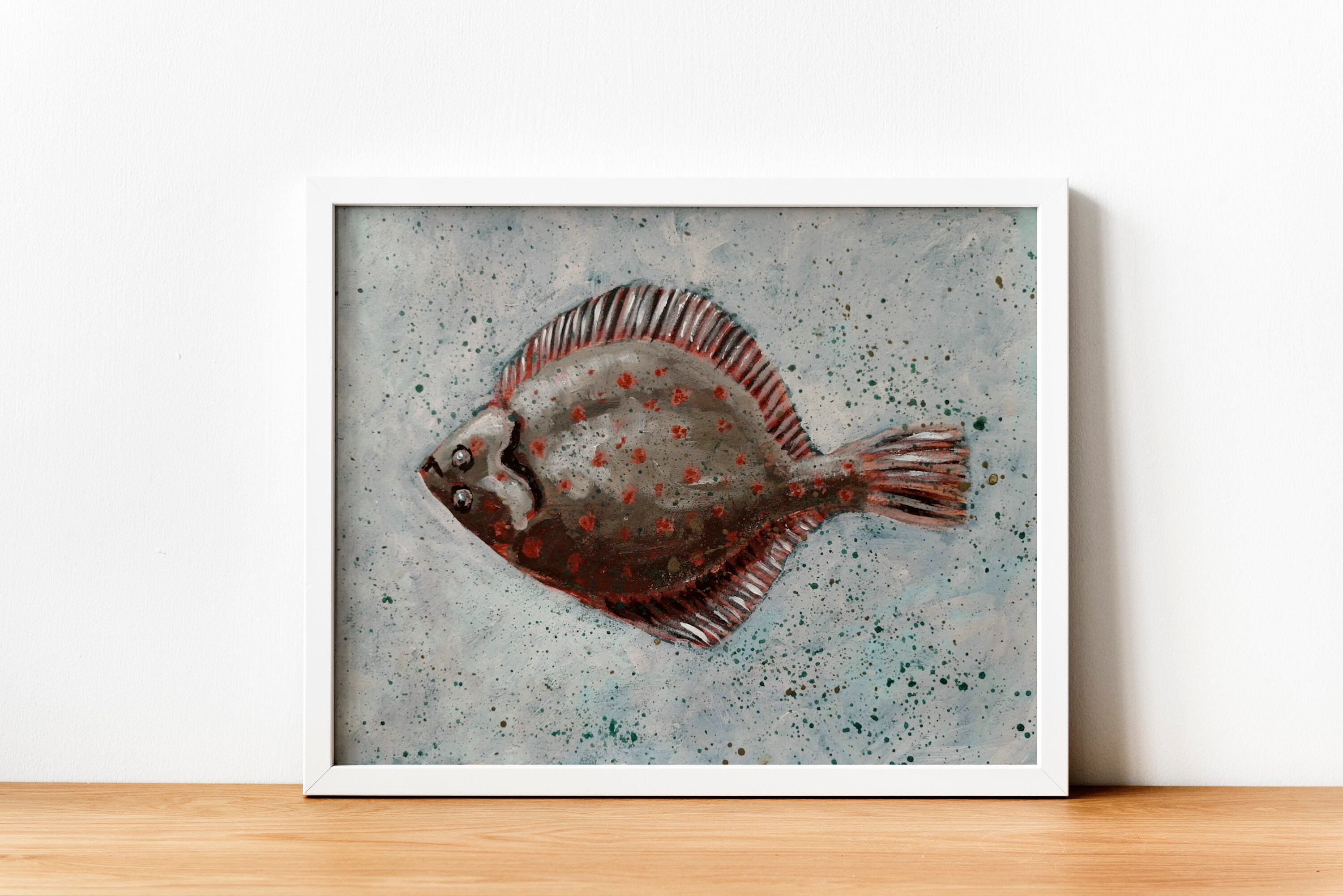 Flounder Art Print Unframed Fish Painting Poster in - Etsy