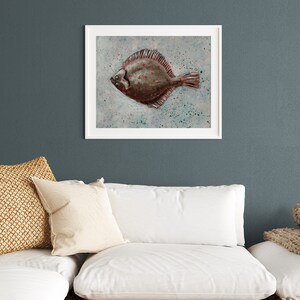 Flounder Art Print Unframed Fish Painting Poster for Farmhouse Kitchen ...