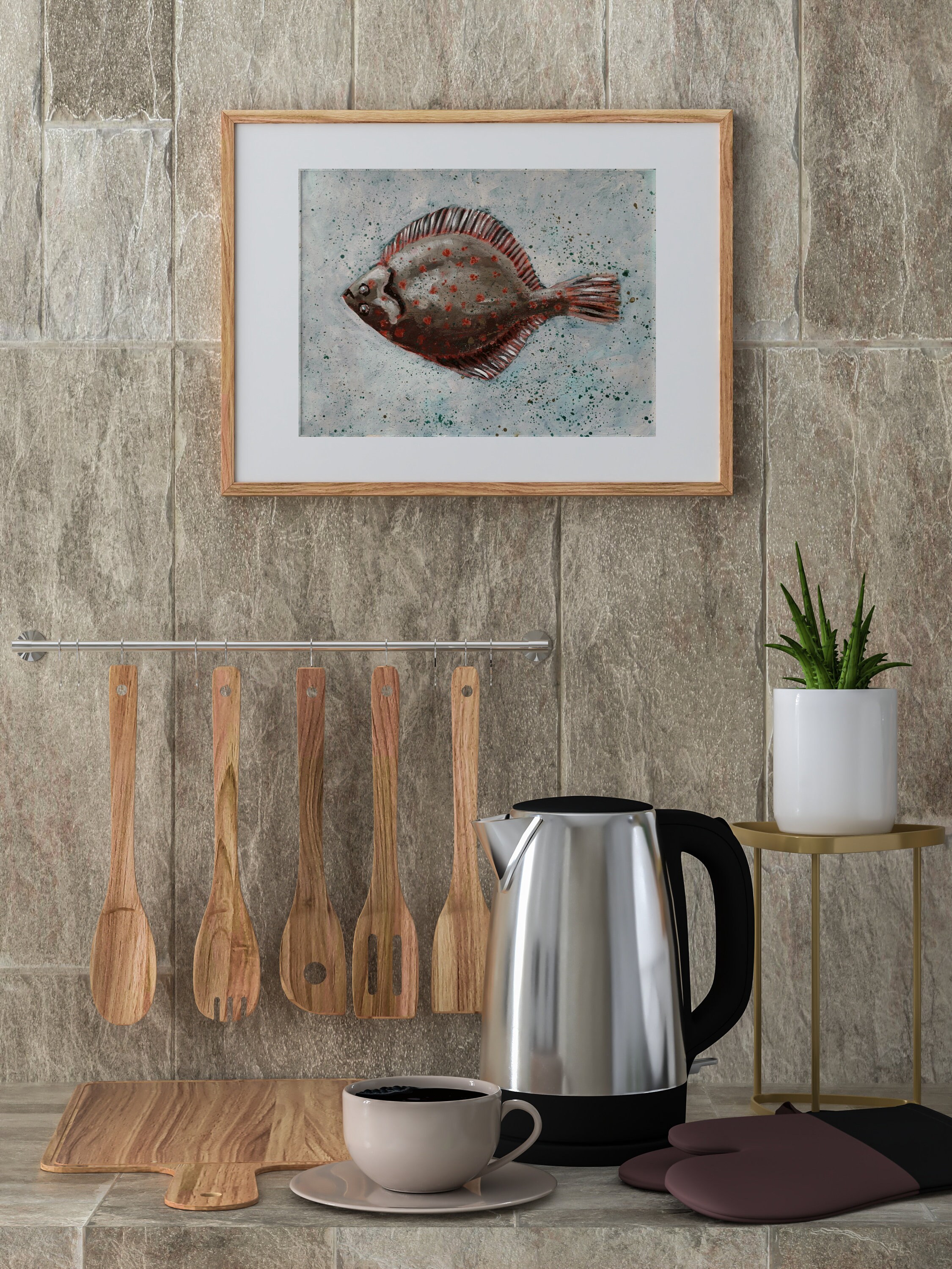 Flounder Art Print Unframed Fish Painting Poster in - Etsy