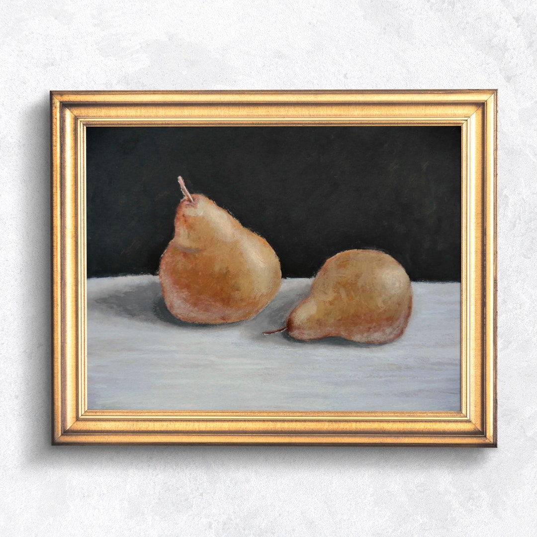 Pear Print Unframed Pear Painting on Black Background Poster - Etsy
