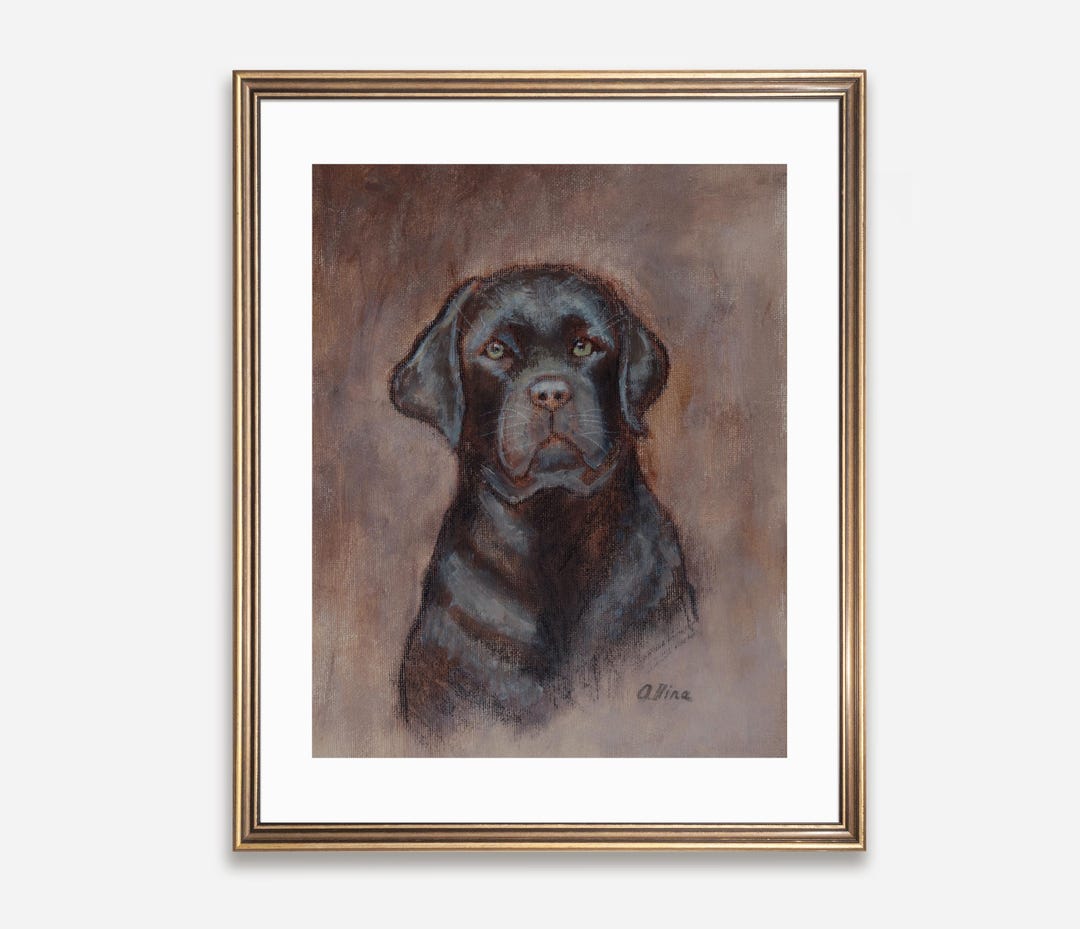 Labrador Art Print unframed Chocolate Lab Drawing Wall Decor - Etsy