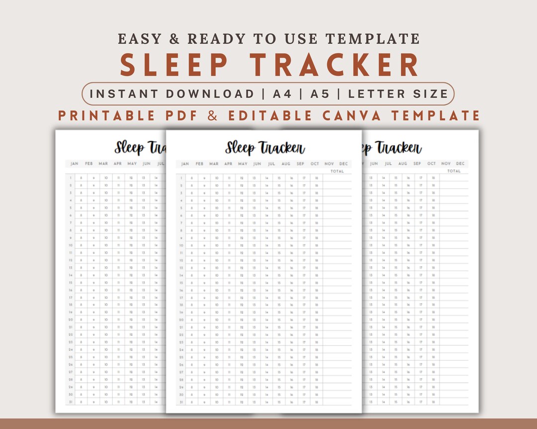Sleep Tracker Printable A5 Journal Page Monthly Sleep Tracker Sleep ...