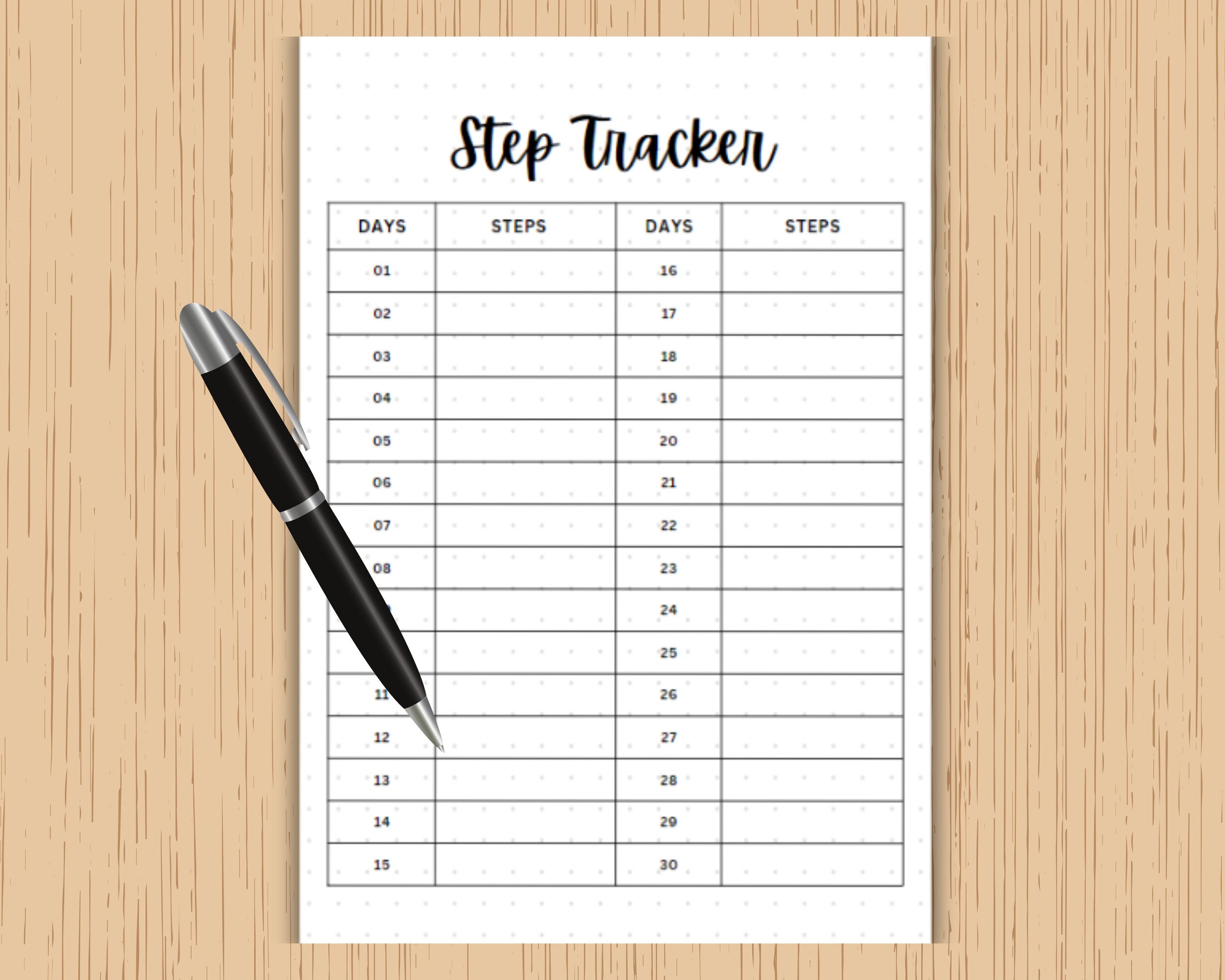 Step Tracker Printable A5 Journal Page Monthly Step Tracker Fitness and ...