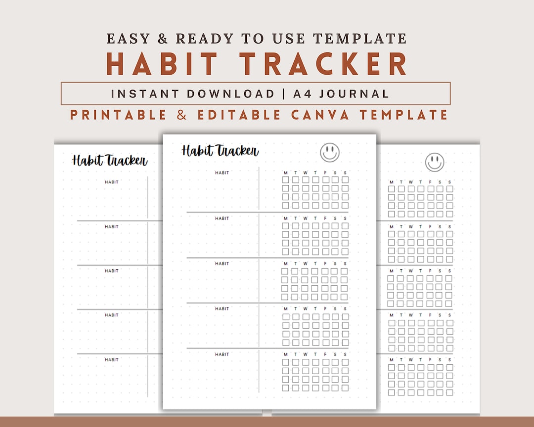 Habit Tracker Printable A5 Journal Page Daily Habit Tracker Printable ...