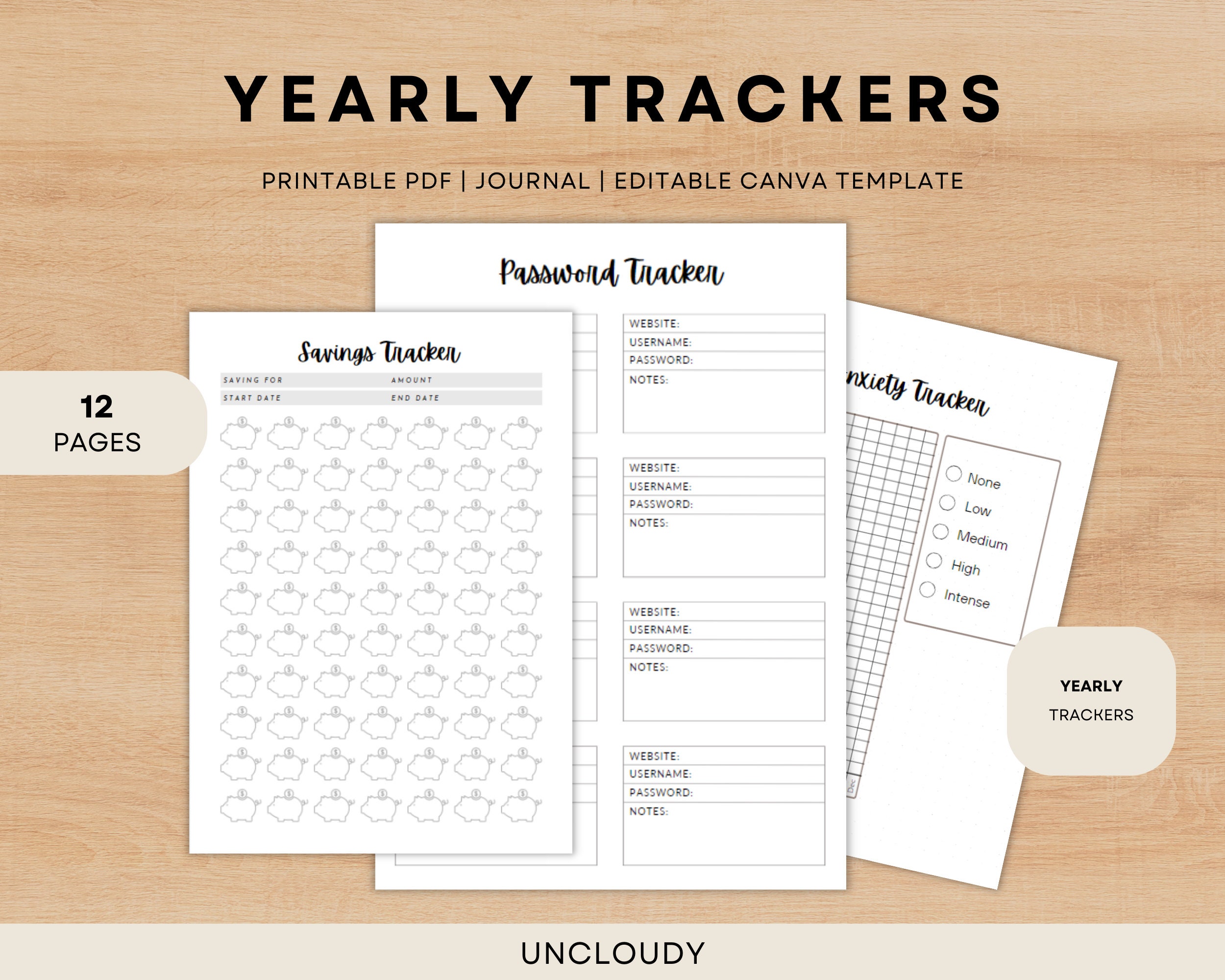Yearly Trackers Bundle Printable A4 Journal Pages Reading Tracker ...