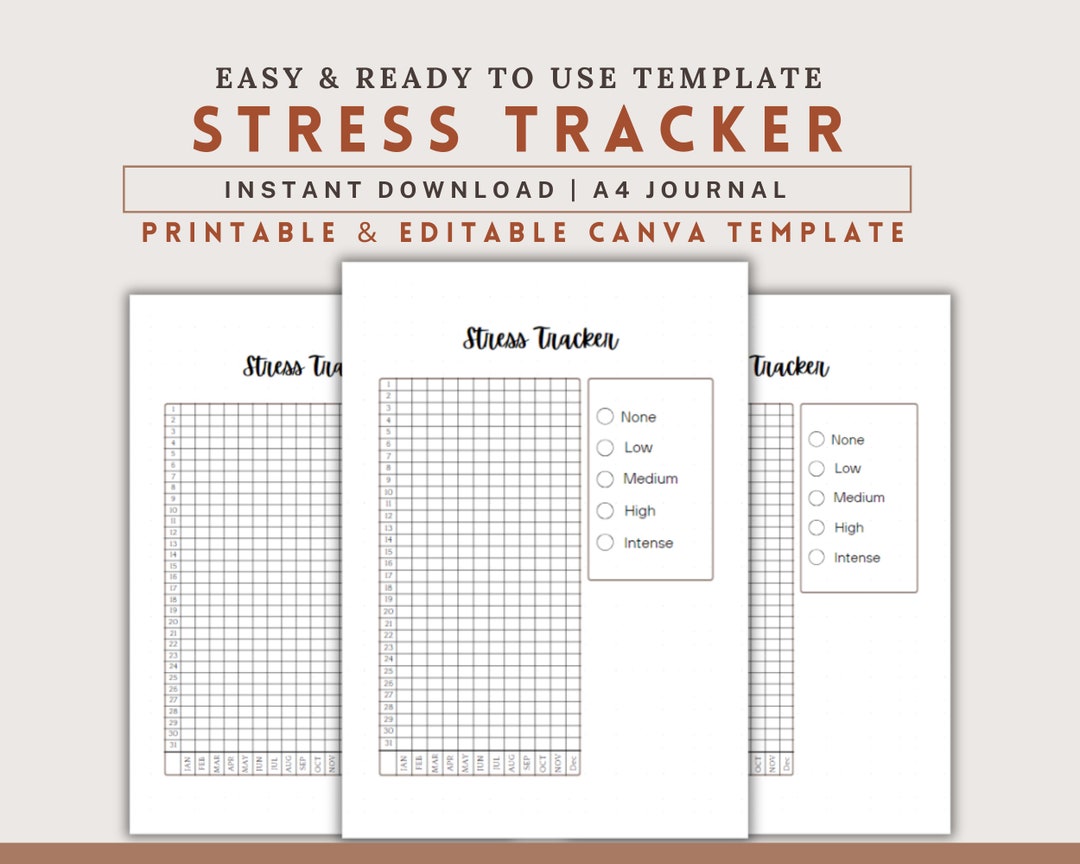 Stress Tracker Printable A4 Journal Page Anxiety Tracker Printable Self ...