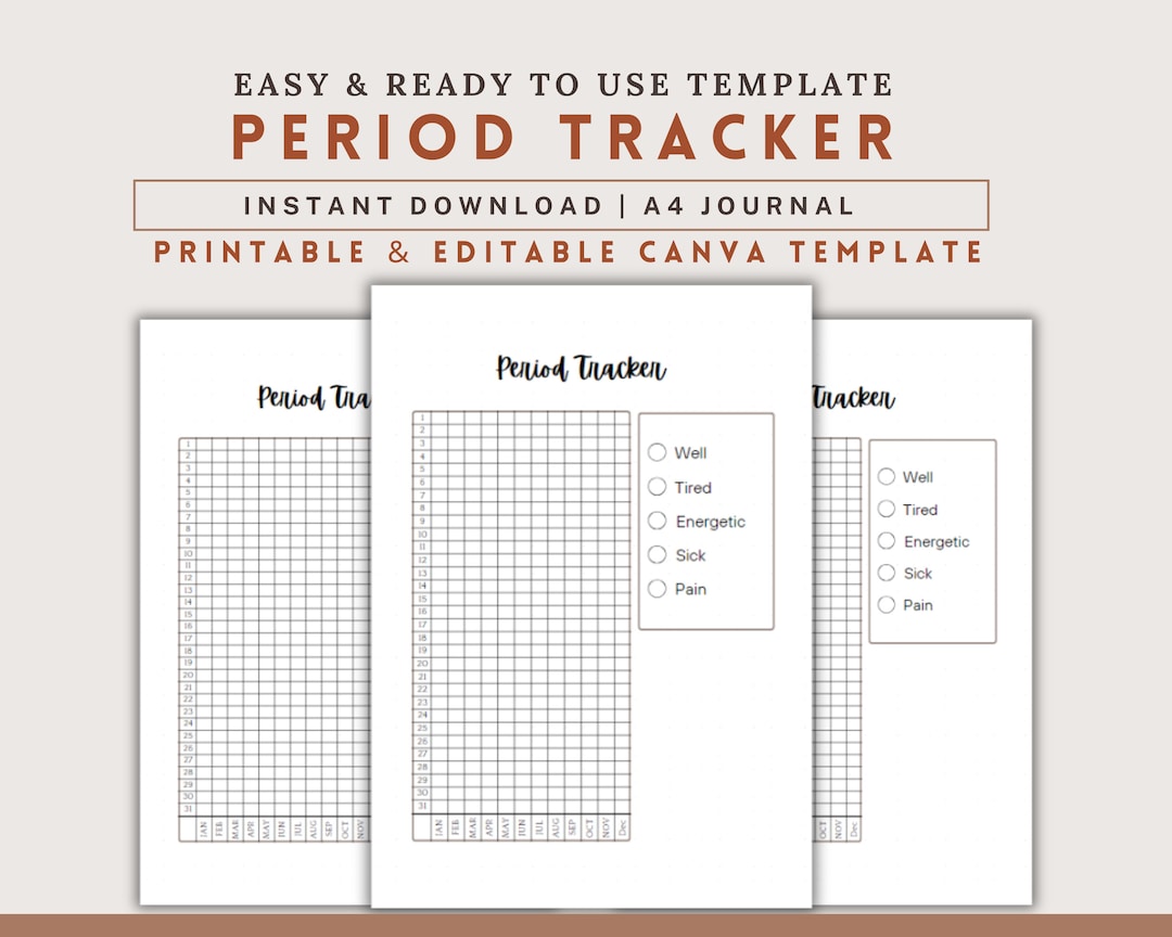 Period Tracker Printable A4 Journal Page Color Period Tracker Daily ...
