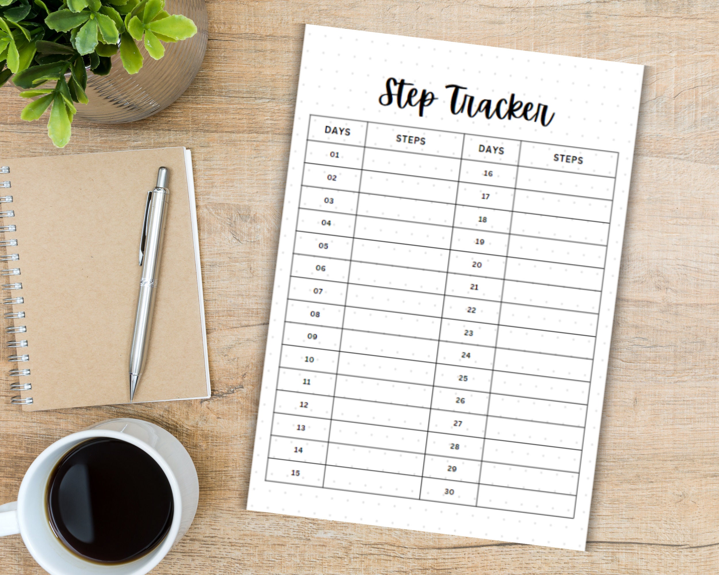 Step Tracker Printable A5 Journal Page Monthly Step Tracker Fitness and ...