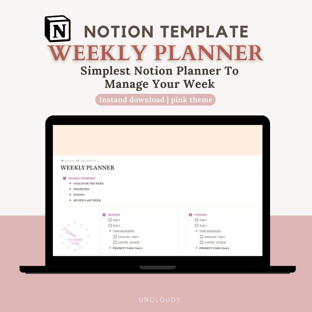 Notion Weekly Planner Template, Ultimate Weekly Planner Aesthetic ...