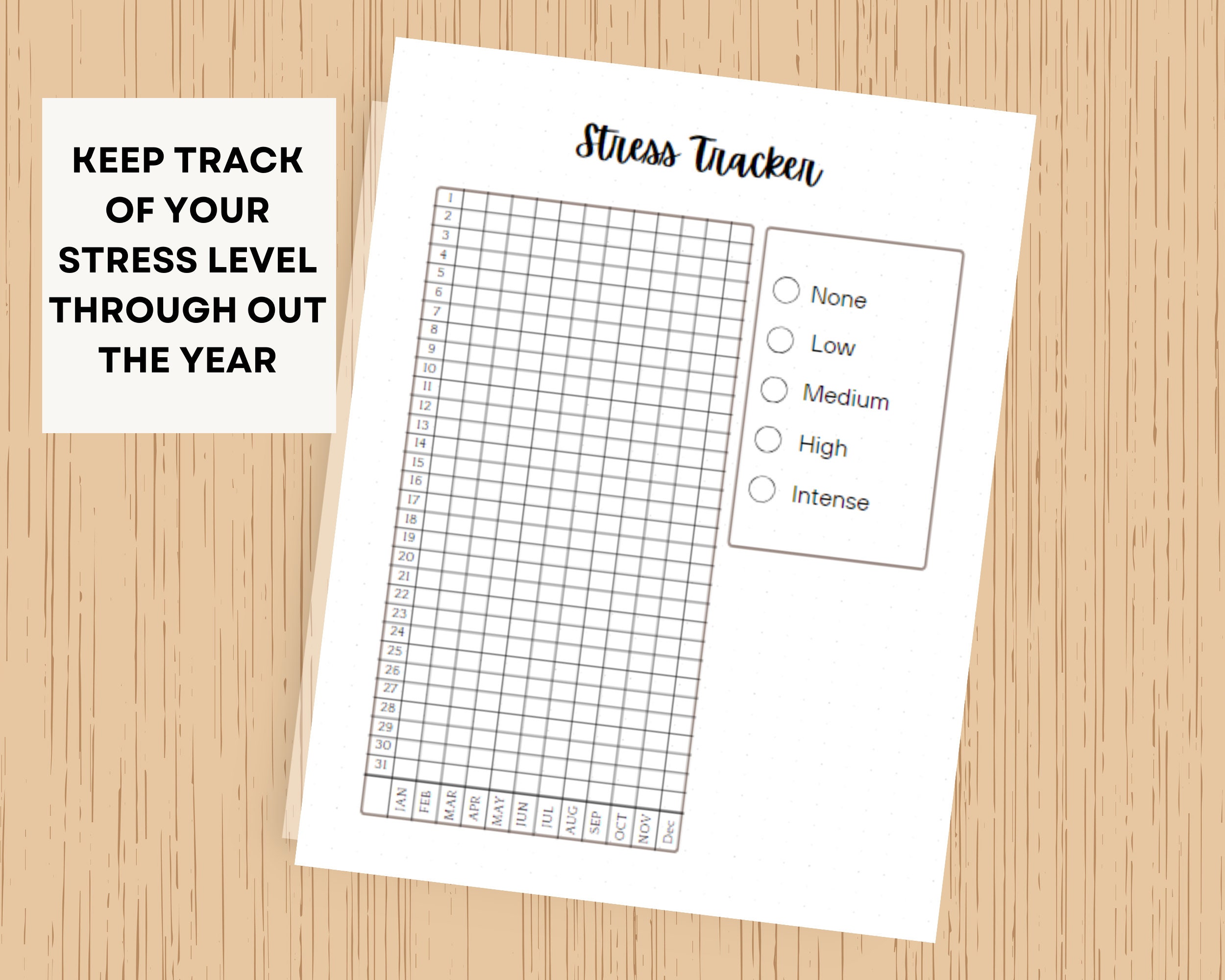 Stress Tracker Printable A4 Journal Page Anxiety Tracker Printable Self ...
