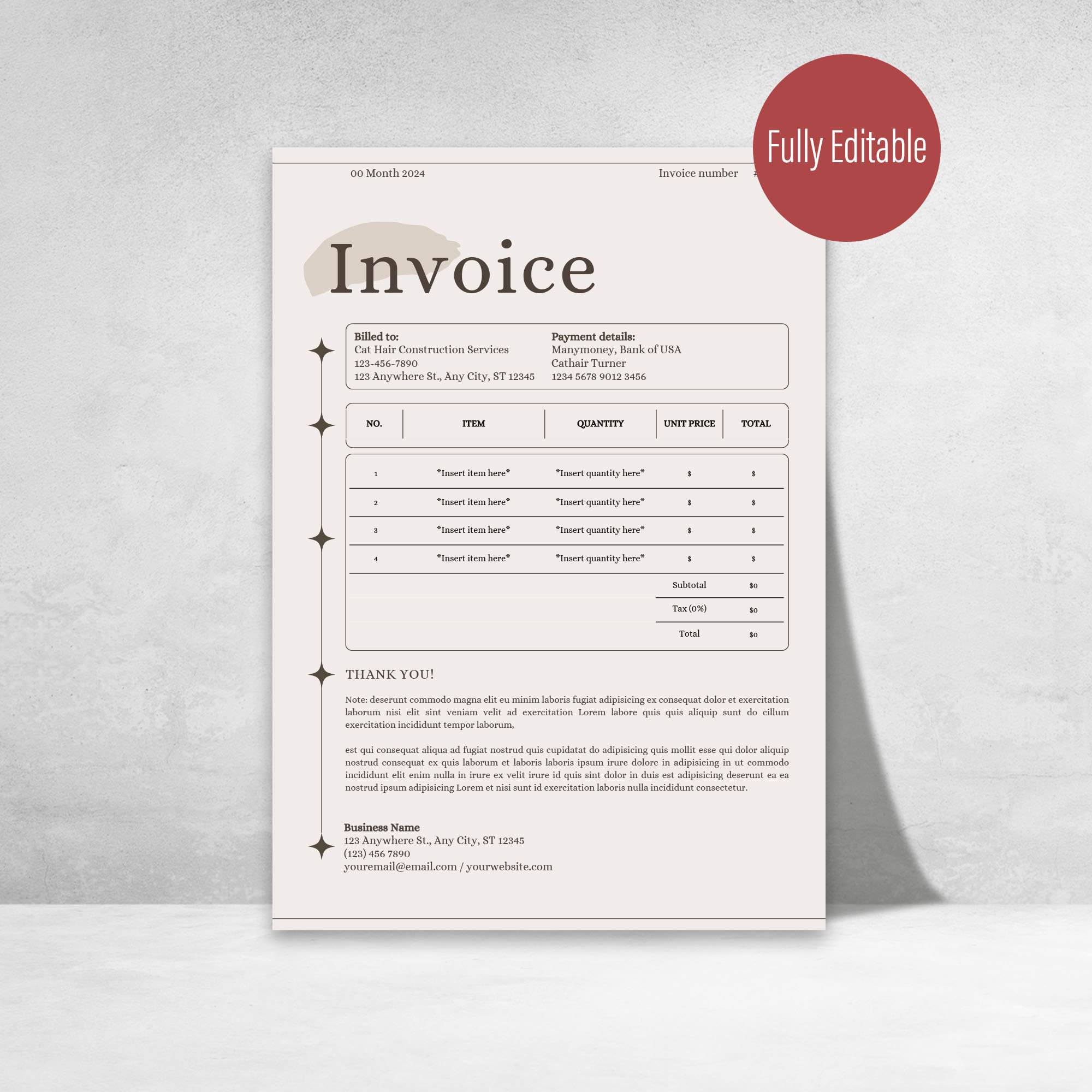 Editable Invoice Template Canva Form Template Custom Order Form ...