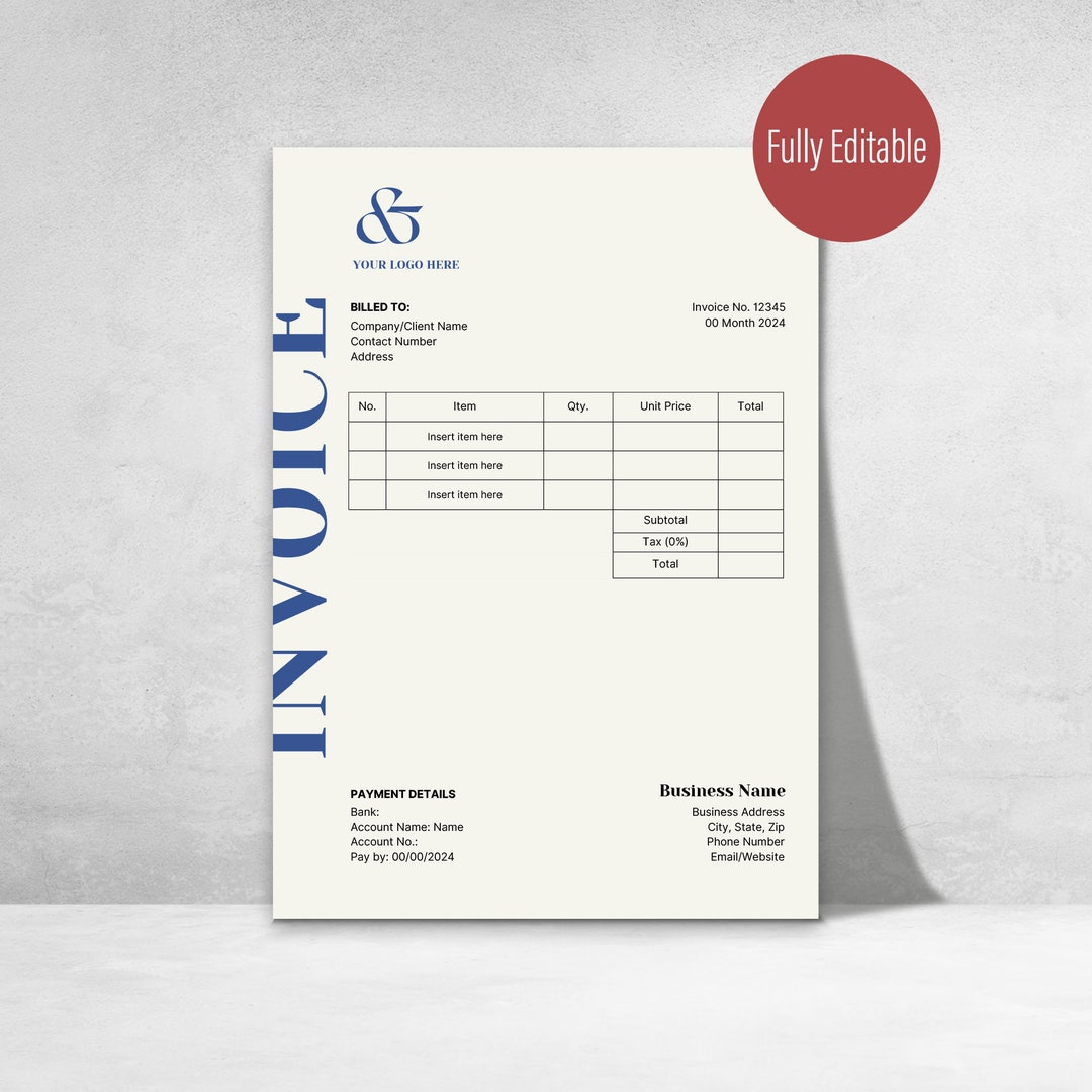 Editable Invoice Template in Canva: Custom Order Form for Small ...
