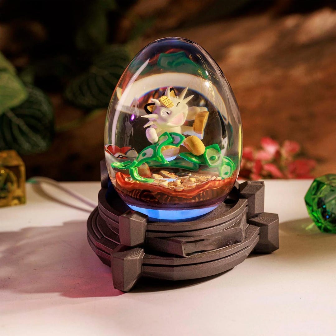 Pokemon Meowth Resin Egg Lamp LED Night Light Handmade Anime Gift Cat ...