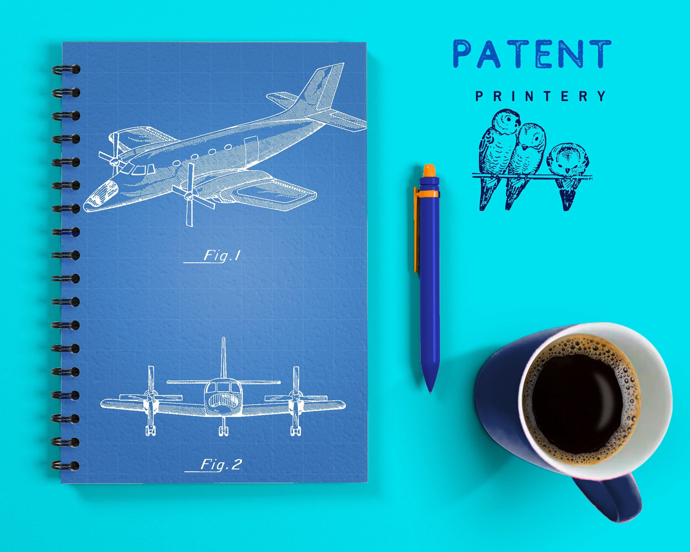 Airplane Design Spiral Notebook - Vertical Takeoff Airplane - Etsy