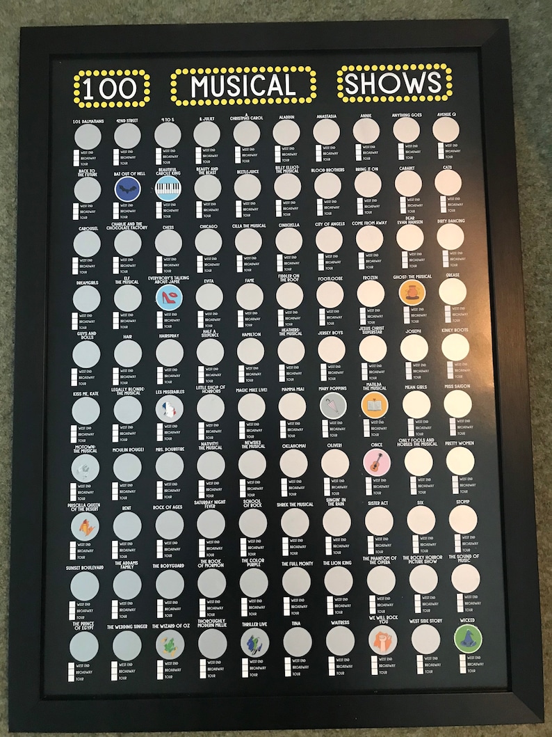 100 Musical Shows Scratch off Poster - Etsy UK