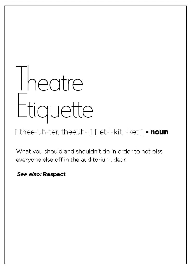 Theatre Etiquette Poster - Etsy UK