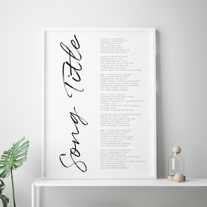 Custom Favourite Song Wall Art Print, Wall Decor, Black and White, Home ...