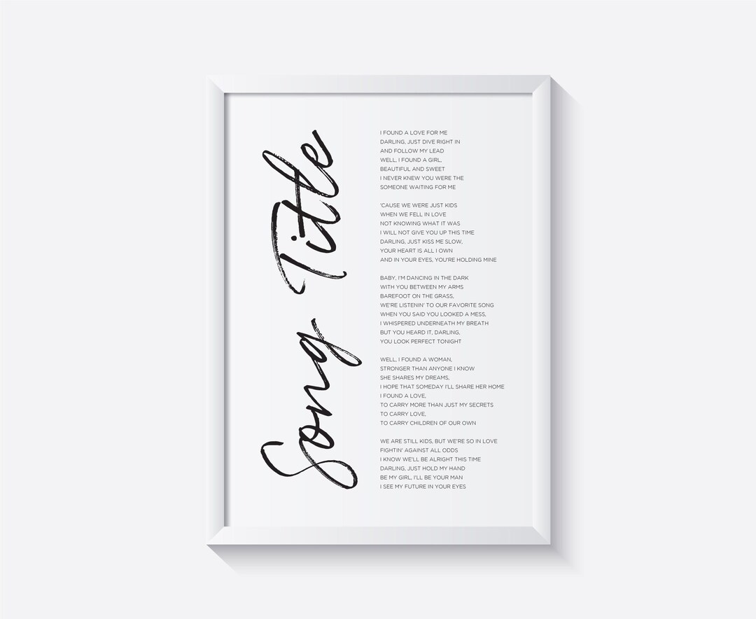 Custom Favourite Song Wall Art Print, Wall Decor, Black and White, Home ...