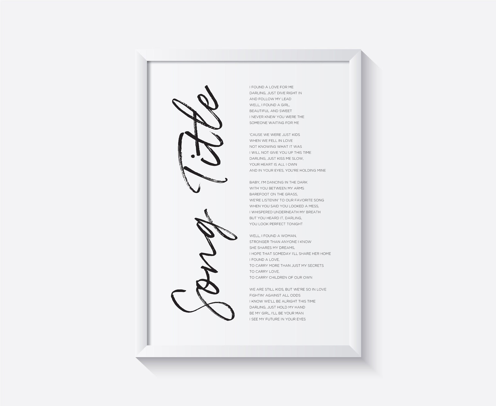 Custom Favourite Song Wall Art Print, Wall Decor, Black and White, Home ...