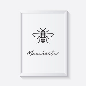 Manchester Bee Print: Mancunian Wall Art - Etsy UK