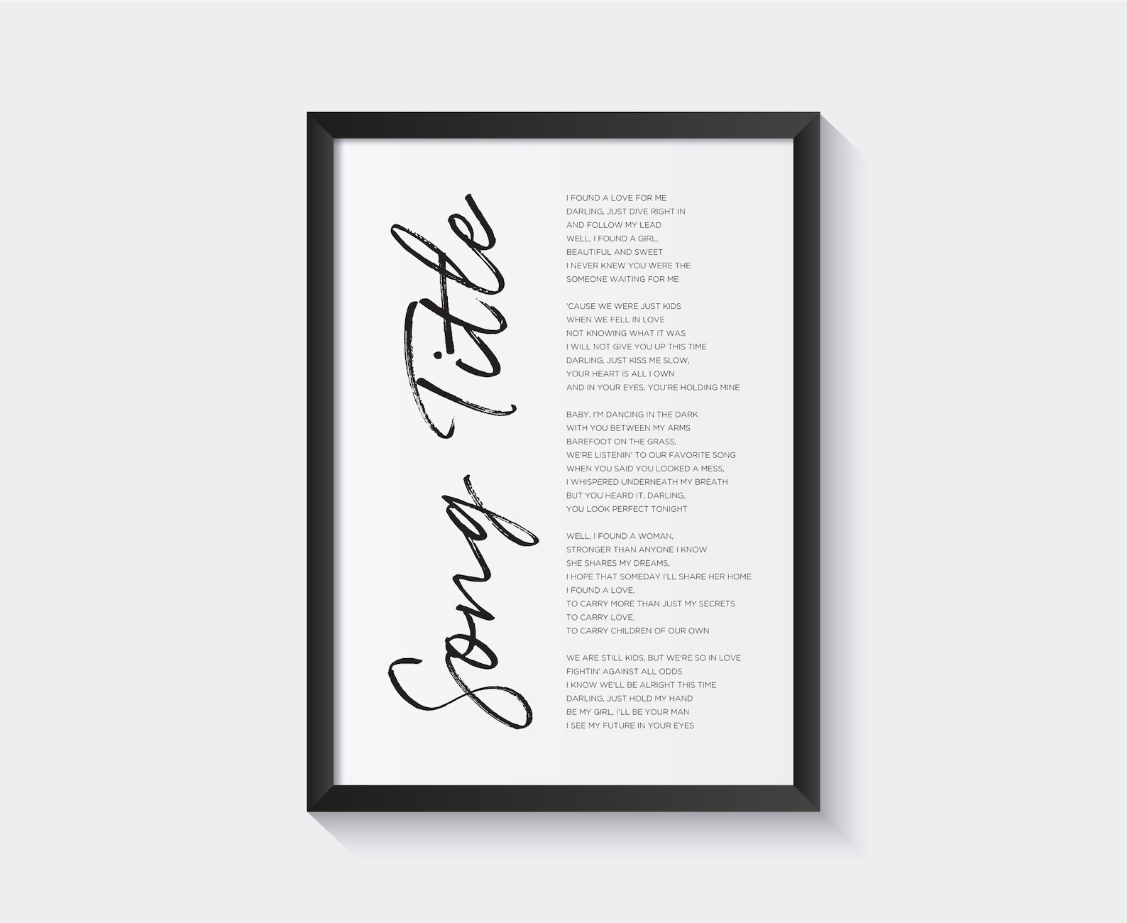Custom Favourite Song Wall Art Print, Wall Decor, Black and White, Home ...