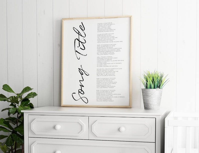 Custom Favourite Song Wall Art Print, Wall Decor, Black and White, Home ...