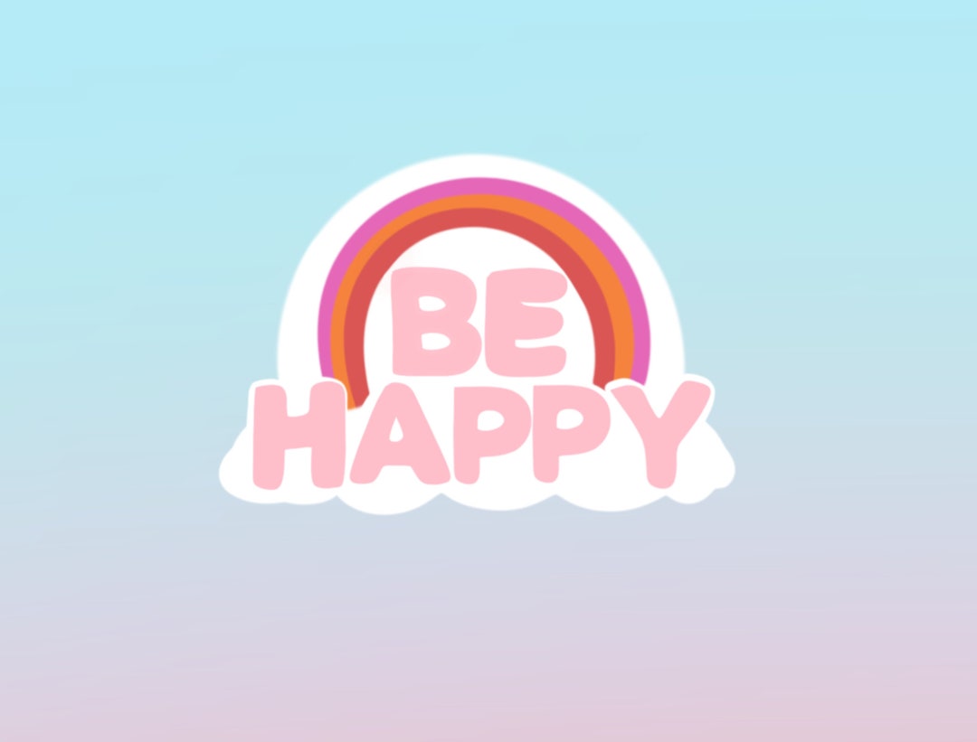 Be Happy Cloud Die Cut Sticker, Glossy, Laptop Stickers, Hand Made ...