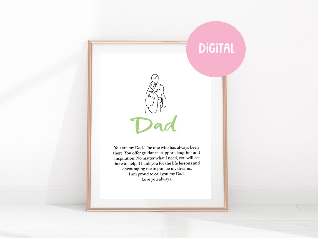 Dad Wall Art Print for Living Room Instant gift for Dad father's Day ...