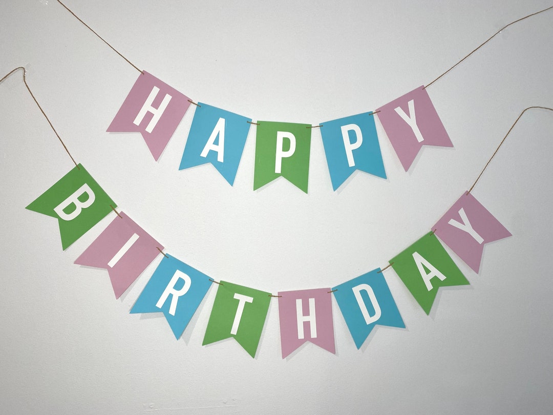 Pastel Happy Birthday Banner Custom Banner Garland Any Birthday Party ...