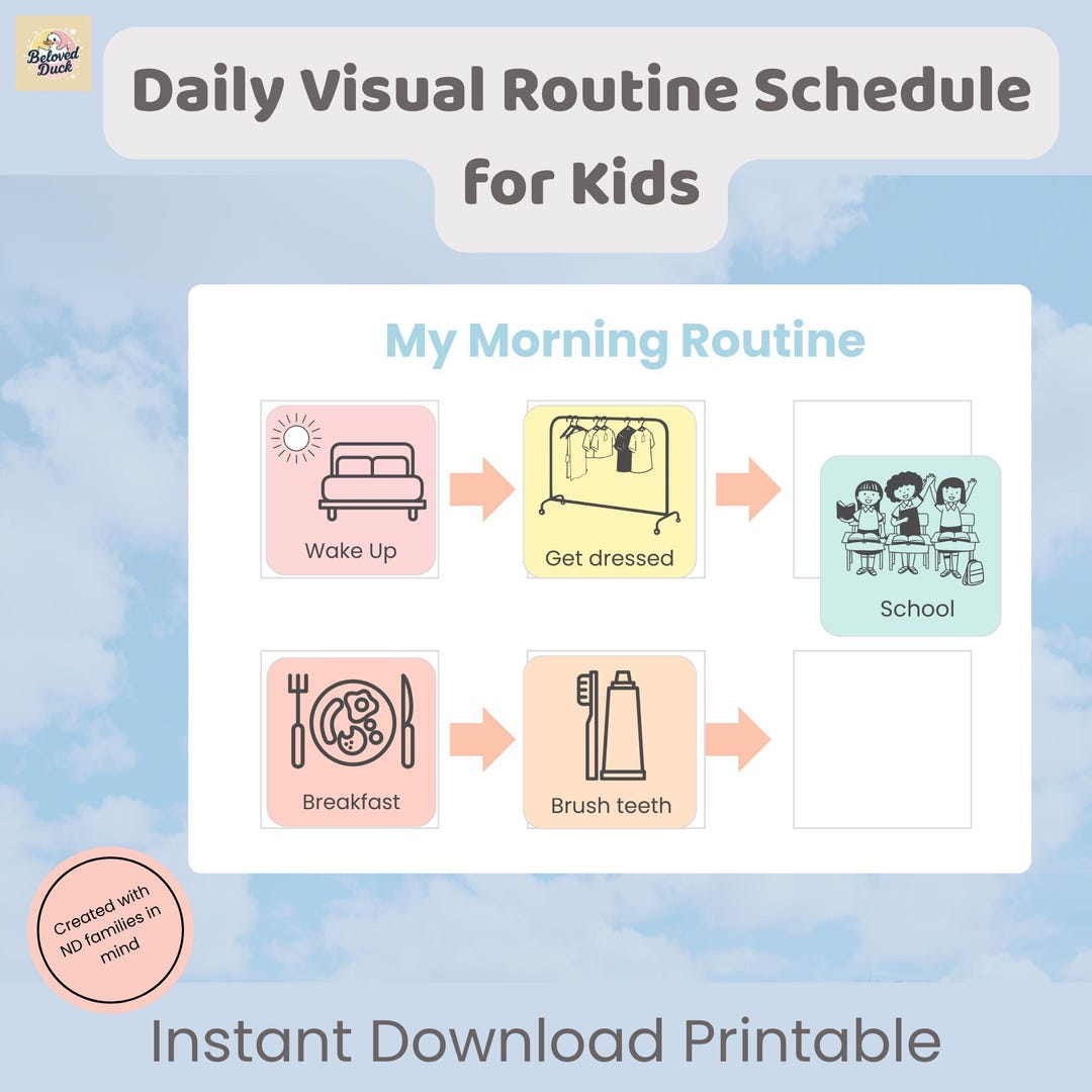 Visual Routine Board + Tiles | Printable Daily Schedule for Kids ...