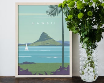Hawaii Poster Oahu Poster Diamond Head Travel Poster - Etsy