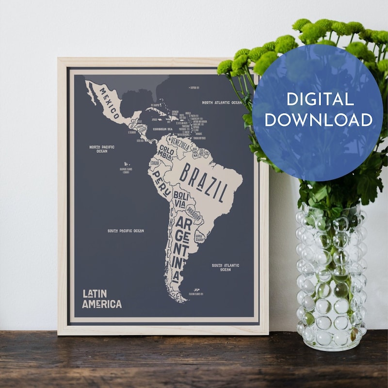 Latin American Map Print - Etsy