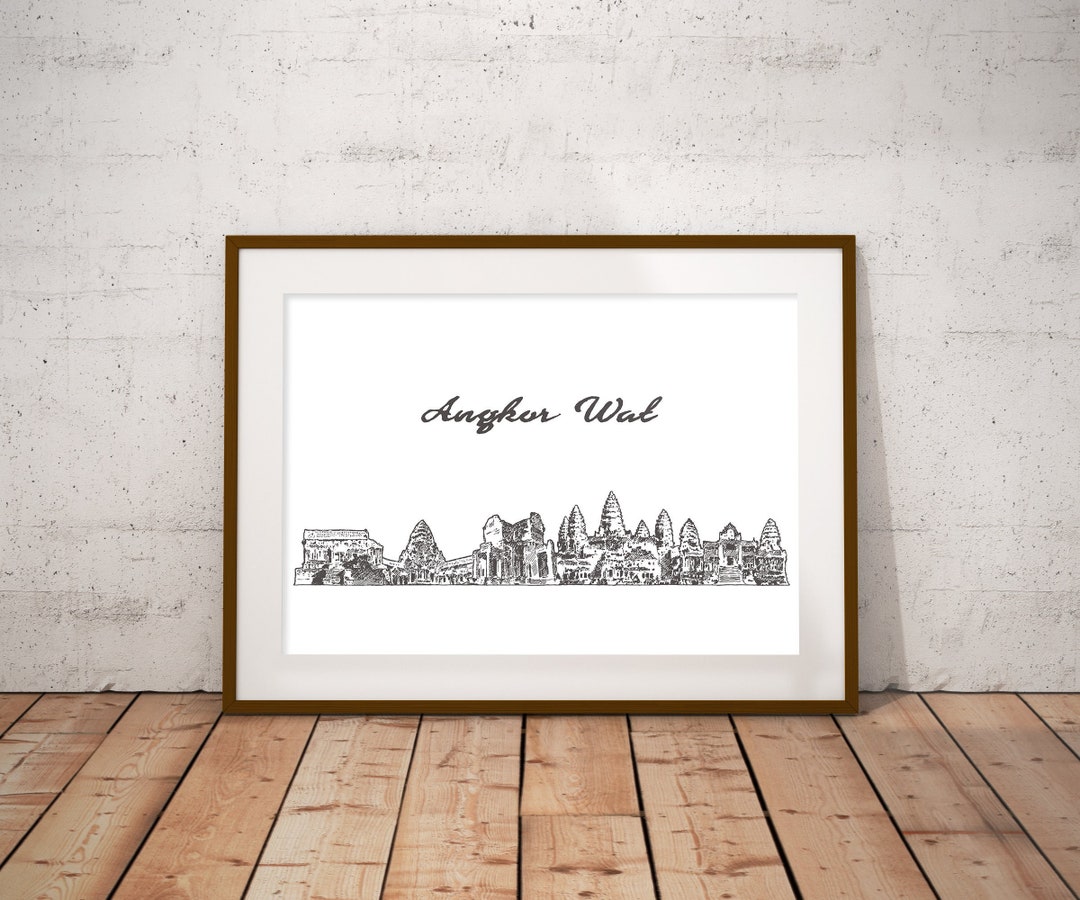 Angkor Wat Line Drawing Digital Download Cambodia Cambodia Siem Reap ...