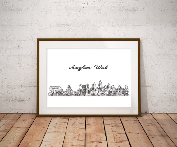 Angkor Wat Line Drawing Digital Download Cambodia Cambodia - Etsy