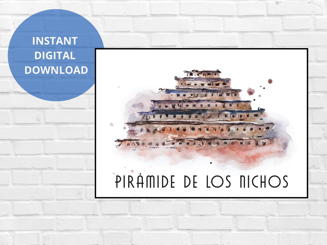 Piramide De Los Nichos Veracruz Mexico Watercolour Print Travel Poster ...