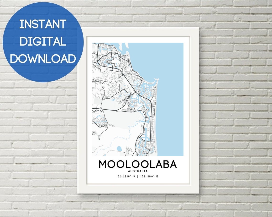 Mooloolaba City Map Digital Download - Etsy