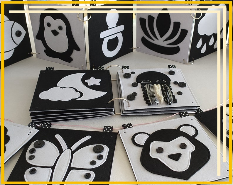 High Contrast Baby Toy for Newborn, Montessori Baby Toy, Black White ...
